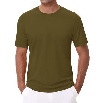 Generic T-shirt &agrave; col rond pour homme en coton, grande taille, t-shirt l&eacute;ger et respirant, d&eacute;contract&eacute;, professionnel, couleur unie, t-shirt de sport &agrave; manche