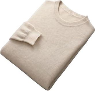 Generic Pull en laine m&eacute;lang&eacute;e &agrave; col rond et manches longues pour homme, beige, XL