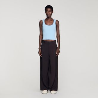 Sandro Top en maille &agrave; d&eacute;tails crochet