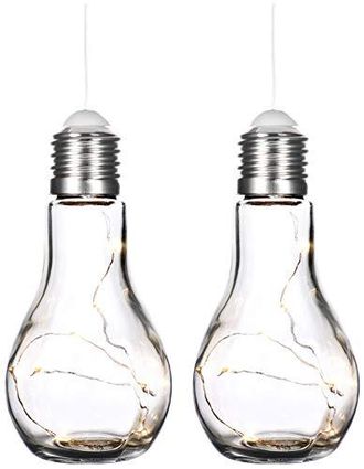 Com-Four 2x ampoule d&eacute;co avec cha&icirc;ne lumineuse &agrave; LED pour suspendre et d&eacute;poser - lampe de table &agrave; piles pour une ambiance agr&eacute;able - sans fil (02 pi&egrave;ces - ampo