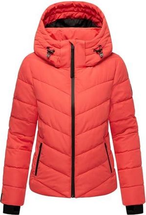 Marikoo Samuiaa XVI XVI XS-3XL Veste dhiver chaude matelassée pour femme avec capuche amovible, Corail foncé, XXL
