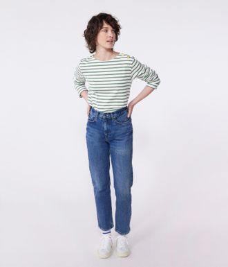 Petit Bateau Damen A0D0J Matrose, Marshmallow/Palmeraie, XXS