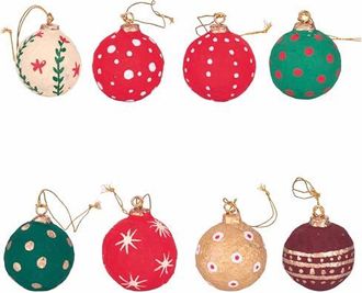 Villa D'Este Home Tivoli Xmas Paper Weihnachtskugeln aus Pappmach&eacute;, 8 St&uuml;ck