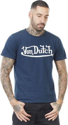 Von Dutch Tshirt Herren 100% Baumwolle, T Shirt Herren, Anti-Reizung, Luftiges Netzgewebe, Marine/Weiß, S