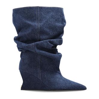 Balmain Femme, Chaussures, Bleu, Taille: 40 EU Bottes Chelsea compens&eacute;es en denim