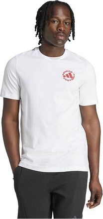 adidas Mens Football Sticker Graphic T-Shirt White L