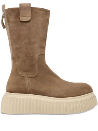 AGL bottines en daim à fermeture zippée - Marron