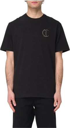 Just Cavalli Homme, Tops, Noir, Taille: 2XL Embroidered Logo TShirt