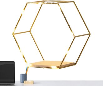 Generic Honeycomb Wandregal - Geometrisches Sechseckregal mit LED Lichtern | Modernes Wandregal f&uuml;r Schlafzimmer, Wohnzimmer, K&uuml;che, Bad | Dekoratives f&uuml;r Zuh