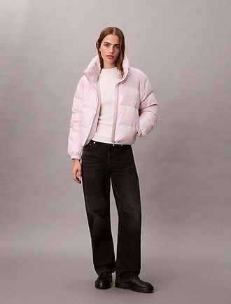 Calvin Klein Matt Gl&auml;nzende Steppjacke - Pink Frost - Damen - XS