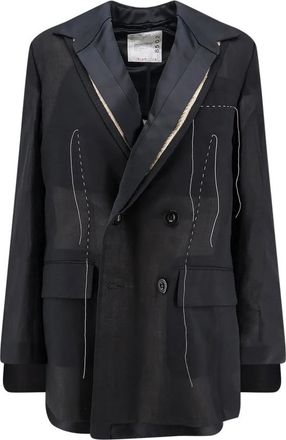 sacai Femme, Vestes, Noir, Taille: 40 FR Blazer en cuir