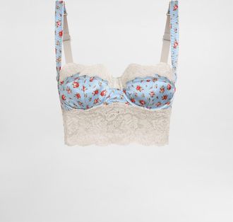 Dolce & Gabbana Small Rose-print Satin And Lace Balconette - Frau Unterw&auml;sche Multicolor 4b