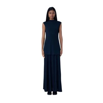 Jil Sander Layered Jersey Turtleneck Maxi Dress - - Dresses - Damen - Blau - XS