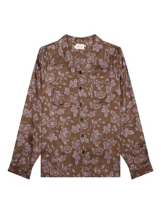 Honor The Gift Gewebtes Hemd mit Rosen-Print - Braun