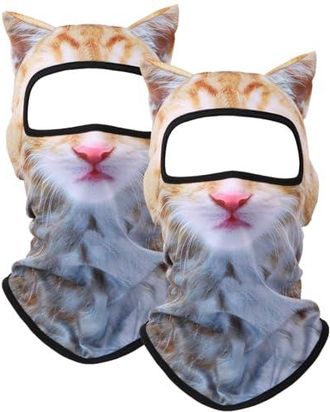 OLIPHEE 3D Cat Dog Ski Balaclava Masque Transparent avec Oreilles Cagoule Homme Femme Mignon Animal Chat Chien Masque Coupe-Vent pour Les Festivals Party Acti