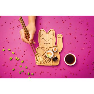 Donkey Donkey Products Bamboo Plate Lucky Cat