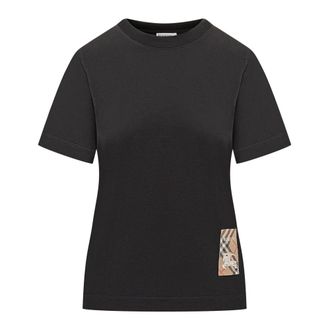 Burberry Femme, Tops, Noir, Taille: 38 FR T-shirt &agrave; patch Burberry Check