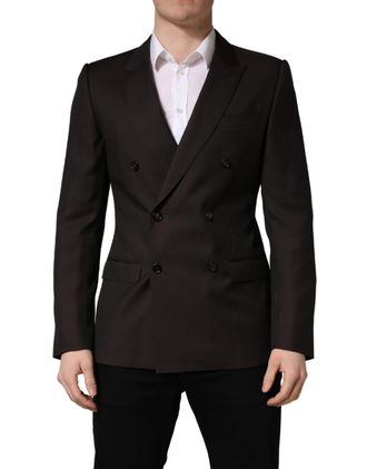 Dolce & Gabbana Mens Dark Violet Wool Double Breasted Suit Jacket Silk Virgin