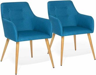 IDMarket Idmarket - Lot de 2 chaises de salle à manger scandinaves, fauteuils de table dania bleu canard