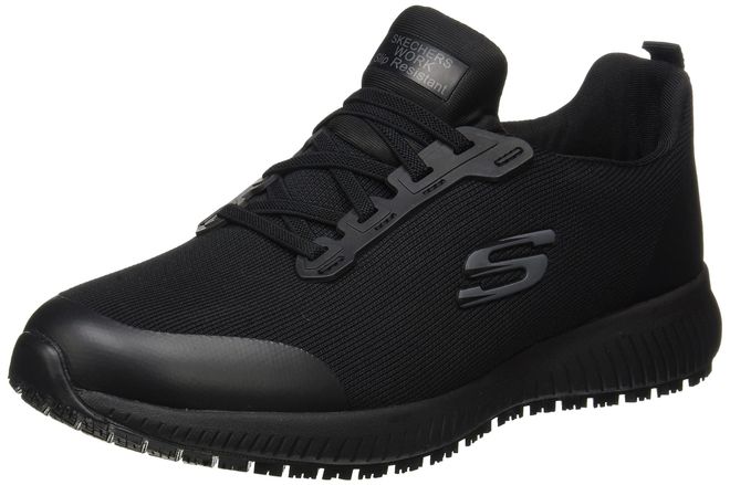 Skechers Damen Squad Sr Sneaker, Black Flat Knit Rose Gold Trim, 39.5 ...