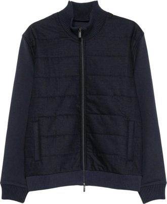 Fay Giubbino bimateriale in lana e cotone - Homme - Vestes - Bleu - Taille: XL
