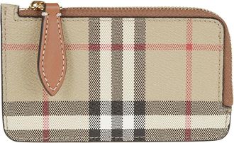 Burberry Femme, Accessoires, Beige, Taille: ONE Size Check Zip Card Case