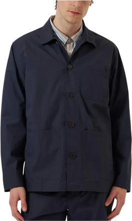 Universal Works Homme, Vestes, Bleu, Taille: S Surchemise de B&ucirc;cheron en Popeline Douce
