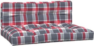 vidaXL Palettenkissen 2-tlg. Rot Karomuster Stoff vidaXL
