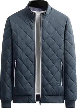 Generic Veste thermique doubl&eacute;e Sherpa pour homme, coupe ajust&eacute;e, col montant, manteau en coton &eacute;pais, manteau matelass&eacute; d&eacute;contract&eacute; pour homme, bleu, 5XL