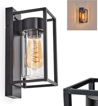 HOFSTEIN Außenwandleuchte Boucinho, Außenleuchte aus Metall/Glas in Schwarz/Klar, moderne Wandlampe für Terrasse/Hof/Eingangsbereich, 1 x E27, ohne Leuchtmitte