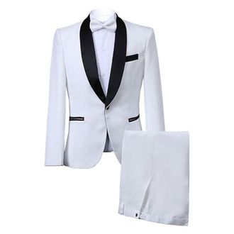 Generic Ensemble de smoking 3 pi&egrave;ces pour homme avec noeud papillon et ch&acirc;le &agrave; un bouton pour mariage, bal de fin dann&eacute;e, d&icirc;ner, Noir, XL