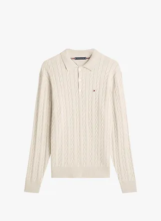 Tommy Hilfiger Pull en maille torsad&eacute;e col v boutonn&eacute;e