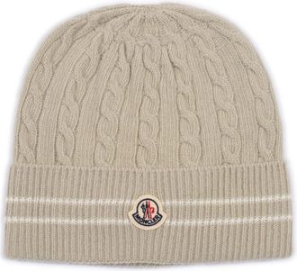 Moncler unisex, Accessoires, Beige, Taille: M Bonnet en laine &agrave; rayures