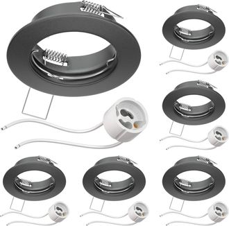 LEDs Com 6 St&uuml;ck Decken-Einbaurahmen FERE Einbaurahmen anthrazit matt (LED/Halogen/GU10/MR16/PAR16/50mm) inkl. GU10 Fassung