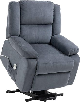 HOMCOM Fernsehsessel mit Aufstehhilfe Elektrisch Relaxsessel mit Liegefunktion, 3 Motor, TV-Sessel mit Taschenfeder, Schwerelosigkeit, Seitentasche und Fernb