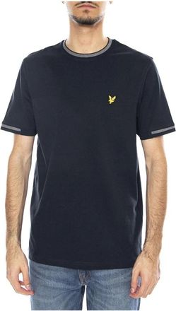 Lyle & Scott Homme, Tops, Bleu, Taille: M Birdseye Half Tipped T-Shirt