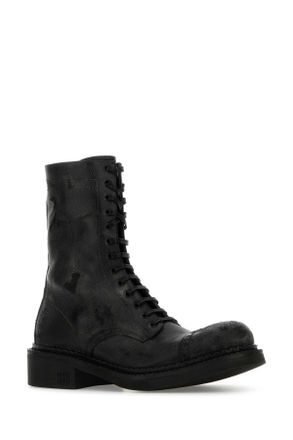 Miu Miu Womens Black Leather Ankle Boots Nero Vitello Stivali