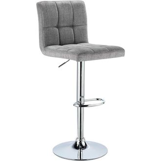 Woltu Woltu - Tabouret de Bar en Lin Chaise de Bar avec repose-pied Hauteur r&eacute;glable, capacit&eacute; de charge de si&egrave;ge:100 kg, Gris Clair