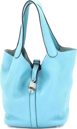 Herm&egrave;s Picotin Lock Bag Clemence MM bucket bag - Blau