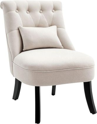 HOMCOM Sessel Wohnzimmer Relaxsessel Loungesessel Ruhesessel mit R&uuml;ckenkissen, Holzbeine, Lesesessel mit Leinenoptik, Polstersessel f&uuml;r Schlafzimmer