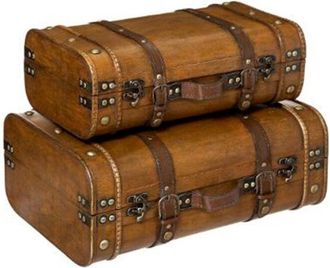 Atmosphera Lot de 2 Valises Déco Voyage 45cm Marron
