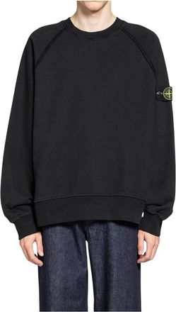 Stone Island Homme, Sweatshirts et sweats à capuche, Noir, Taille: XL Brushed Cotton Fleece Crewneck SweaT-shirt