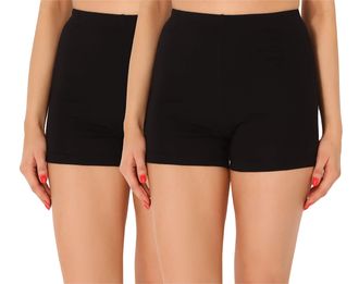 Merry Style Damen Shorts Radlerhose Unterhose Hotpants Kurze Hose Boxershorts aus Baumwolle 2Pack MS10-358(2Pack Schwarz/Schwarz,XL)
