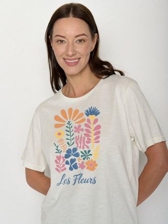 Greenbomb T-Shirt Nova Les Fleurs (1-tlg., 1) Flammgarn, lockerer Schnitt, entspannter l&auml;ngerer &Auml;rmel