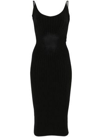 MUGLER Gestricktes Midikleid - Schwarz
