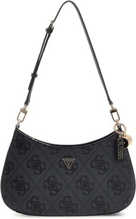 Guess sac à épaule Noelle II Top Zipper Shoulder Bag Coal Logo gris foncé
