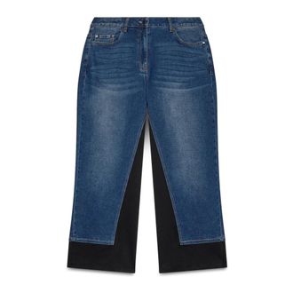 Fiorella Rubino Cropped Jeans mit zweifarbigem Detail - - Jeans - Damen - Blau - 6XL