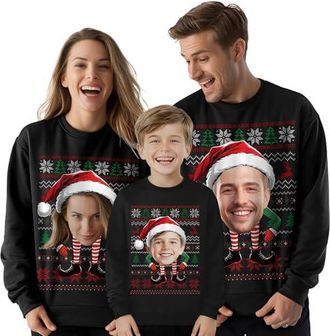 Generic Cr&eacute;ez vos propres pulls de No&euml;l coquins amusants - Pull de No&euml;l personnalis&eacute; pour hommes, femmes et enfants - Sweat-shirt de No&euml;l personnalis&eacute; grossie