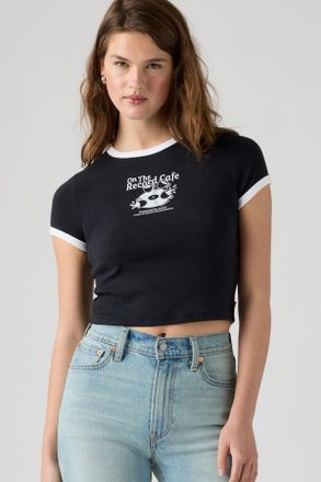 Levi's Baby Tee Ringer Graphique Essential - Femme - Noir / On The Record Cafe Anthracite / Bright White - XS