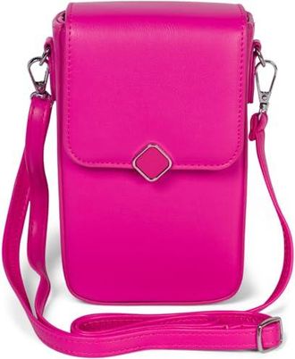 styleBREAKER Femme Box Bag Sac à bandoulière Unicolore avec fermeture magnétique, 8 compartiments pour cartes avec bouton-pression, Crossbag 02012399, couleur:Rose